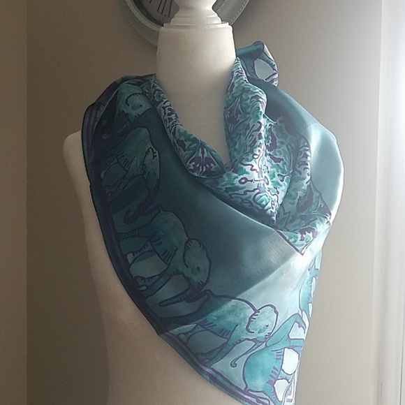 Talbots | Accessories | Nwot Talbots Silk Square Scarf In Elephant ...